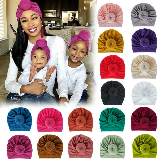 Baby Turban Bun Knot Parent-child Cap Newborn Turban Hat Girl Toddler ...