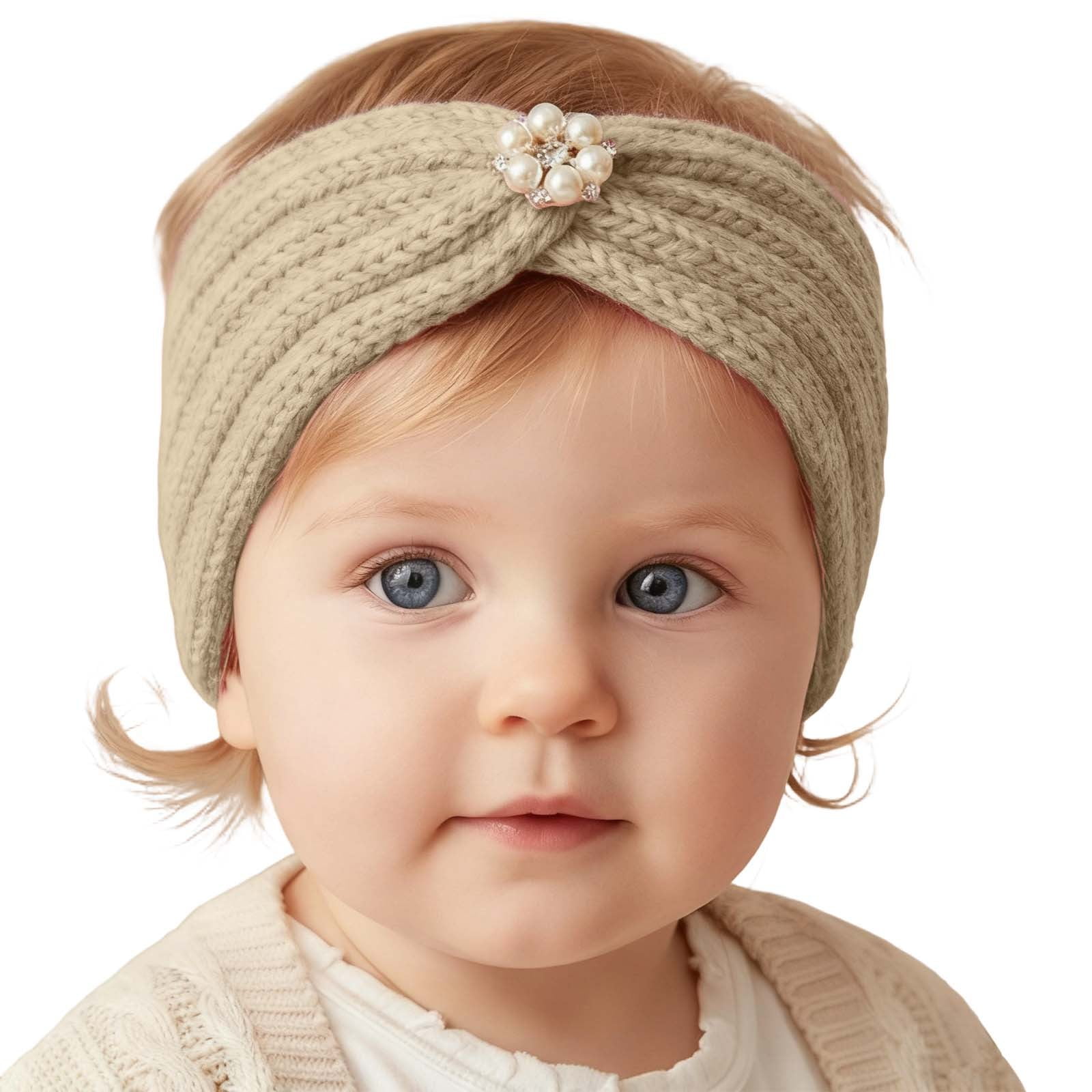 Baby Turban Head Wrap Headbands Girl Knitting Button Hairbands Stretchy ...