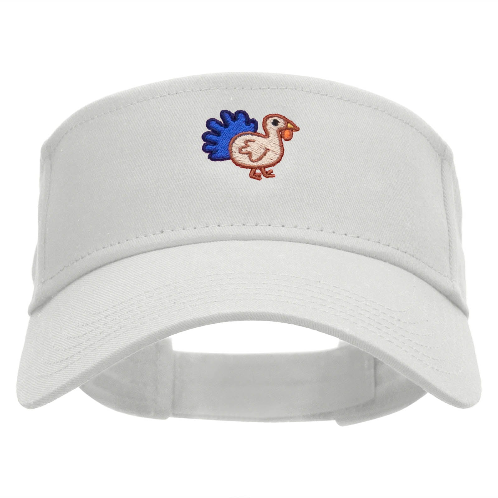 Baby Turkey Embroidered Cotton Twill Sun Visor - White OSFM - Walmart.com