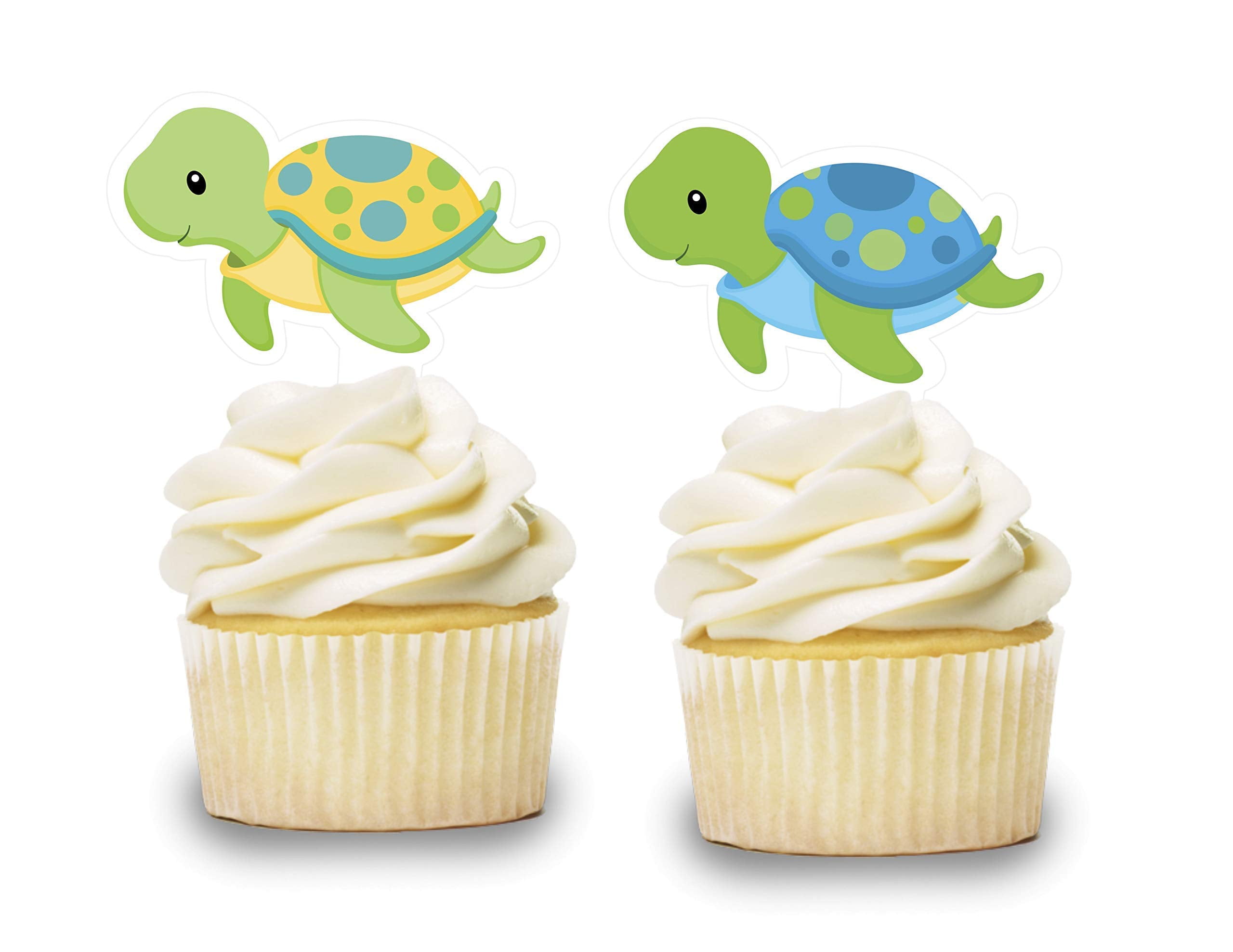 Baby Turtle Cupcake Toppers 12 PCS, Sea Turtle Cake Picks, Baby Shower ...