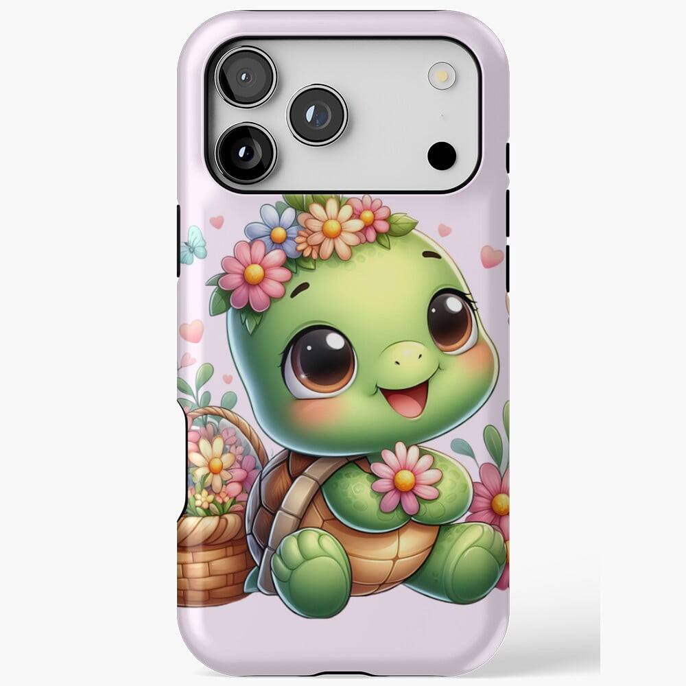 Baby Turtle with Flowers Watercolor Animal Art Phone Case Compatible ...