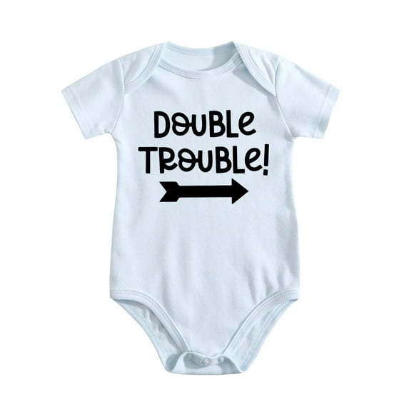 Baby Twins Bodysuits Double Trouble Newborn Baby Clothes Twin Boy Girl ...