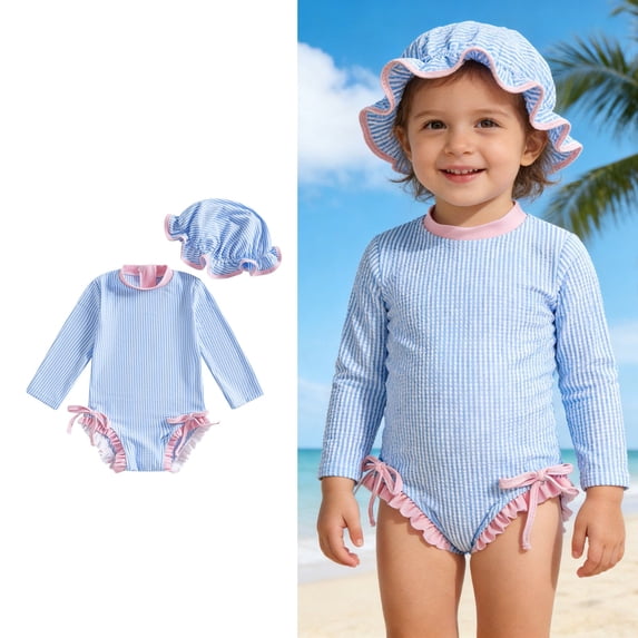 Baby Two Piece Swimsuit for Girls Bikini Sets Beach Striped Swimsuit ...