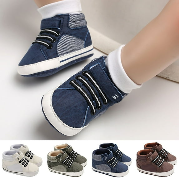 Baby Two-Tone High-Top Shoes Boys Girls First Walking Shoes Lightweight ...