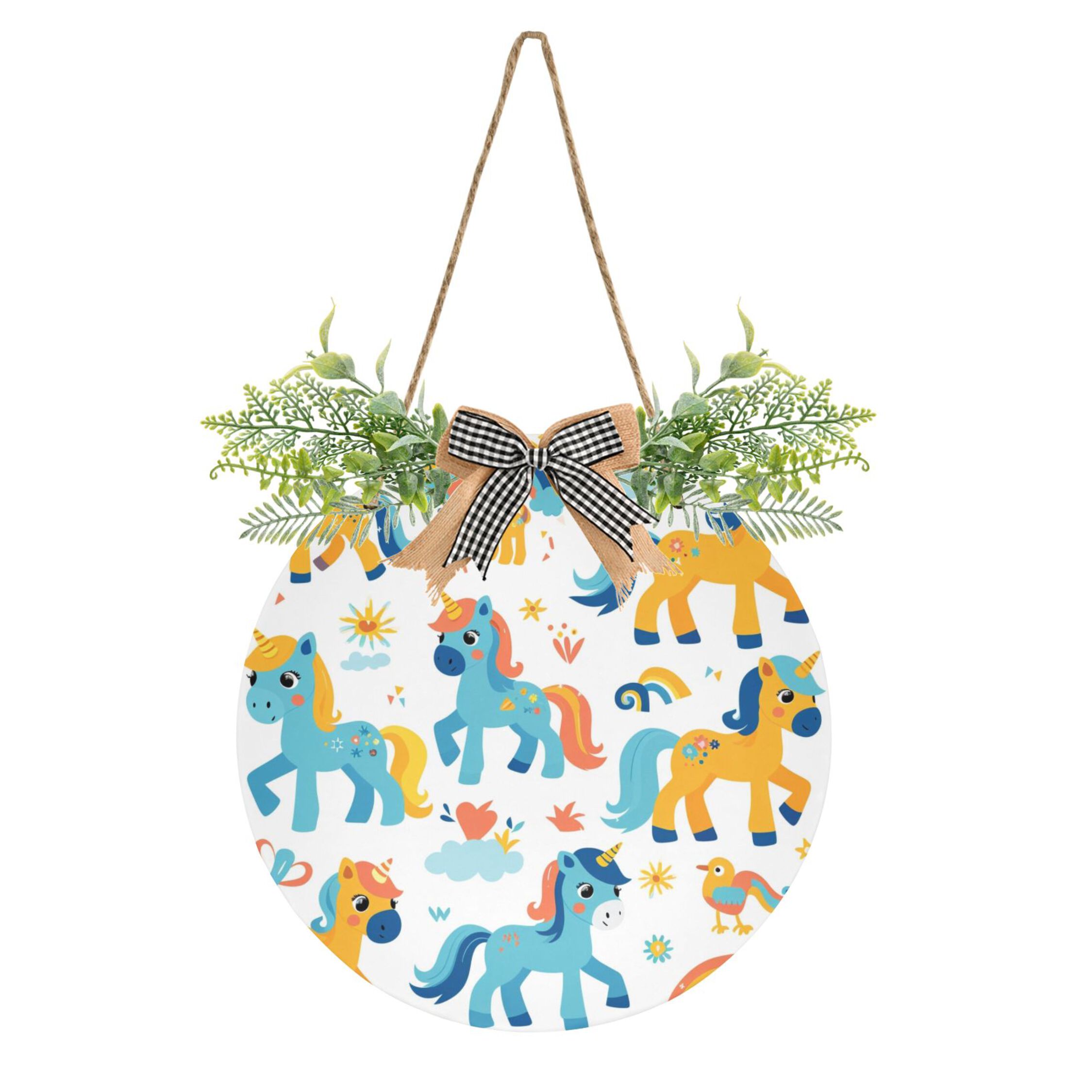 Baby Unicorns and Brid Welcome Front Door Sign Round 12 inch Porch ...