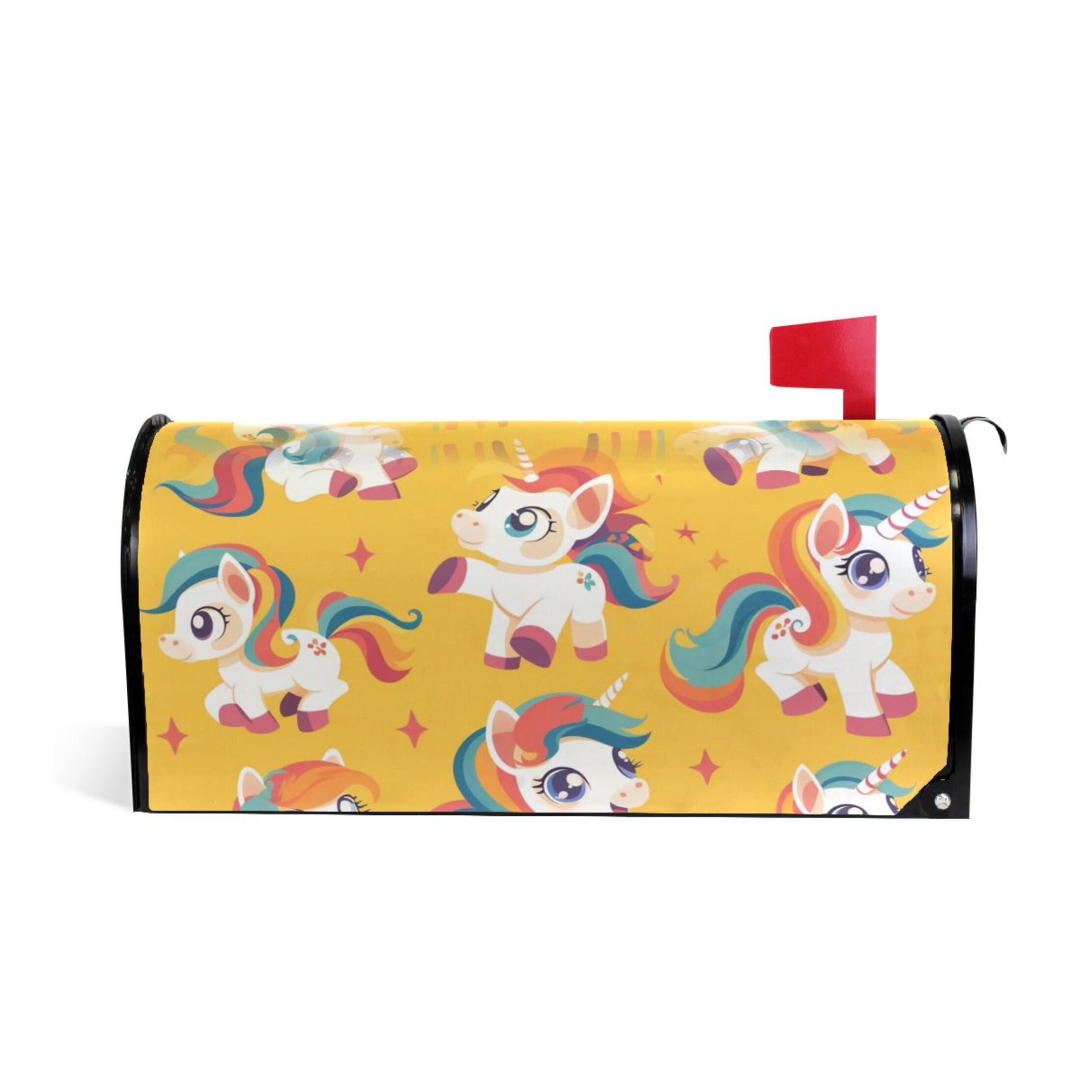 Baby Unicorns and Rainbow Magnetic Mailbox Covers 25.5" X 21" Post ...