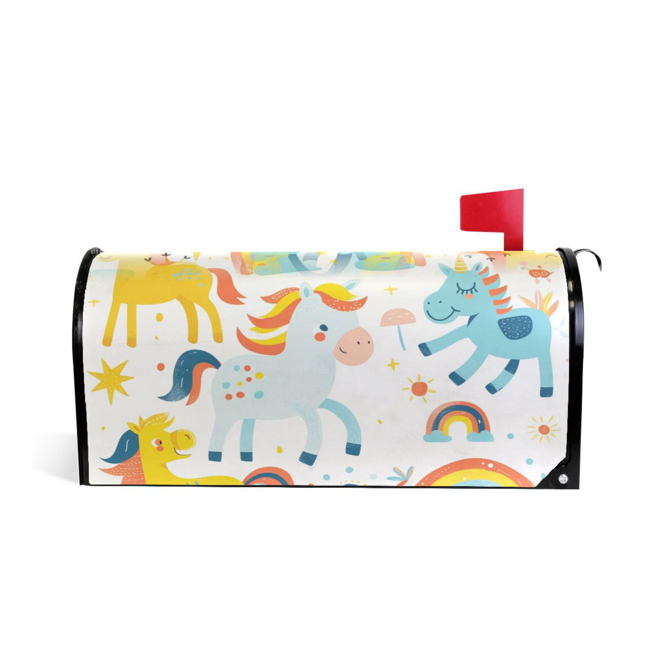 Baby Unicorns and Rainbow Mailbox Covers Magnetic Post Box Cover Wraps ...
