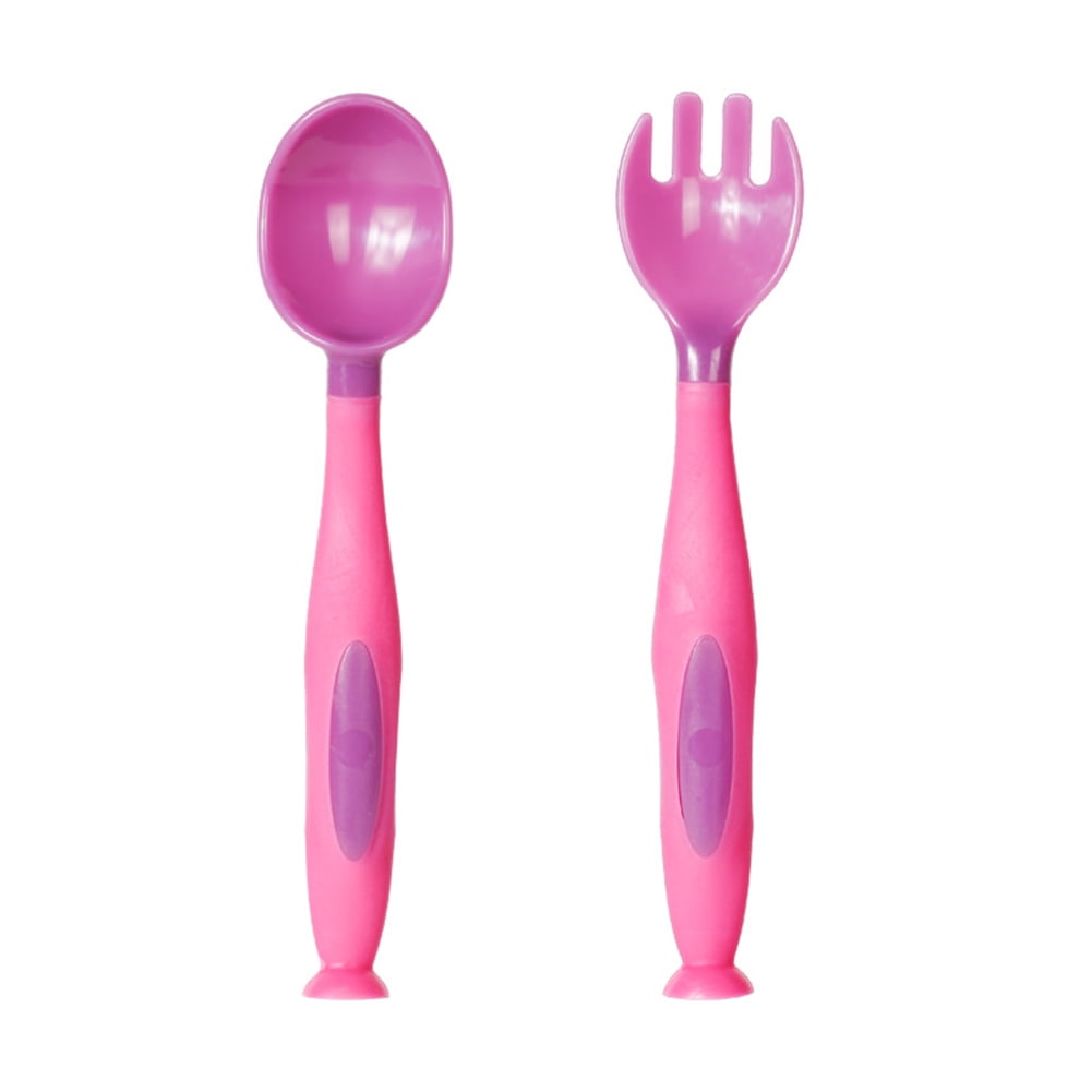 Baby Utensils Spoons Forks, Cute Stone Toddlers Feeding Training Spoon and Fork Tableware Set ...