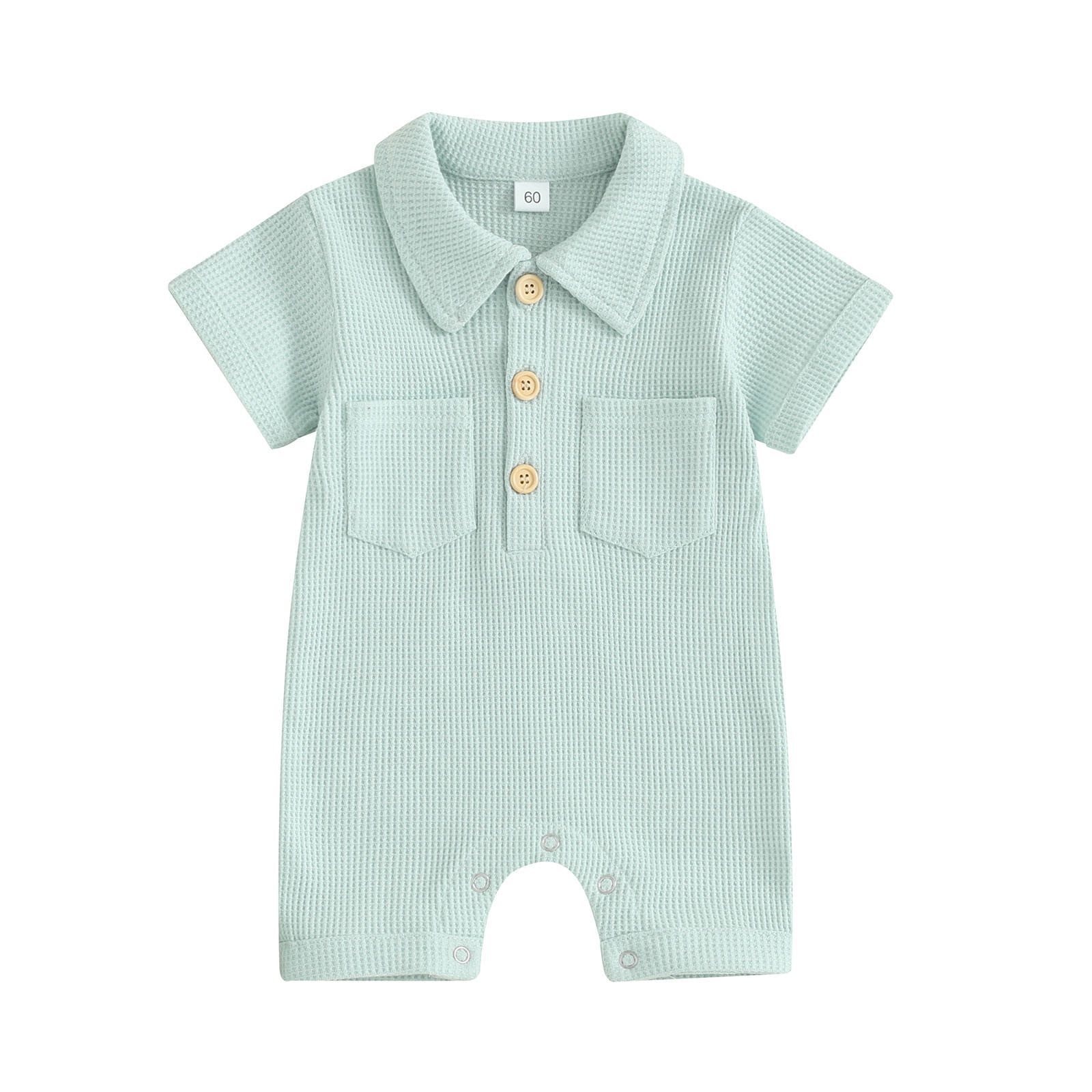 Baby Waffle Shorts Rompers Newborn Bodysuit Summer Outfits Short Sleeve ...