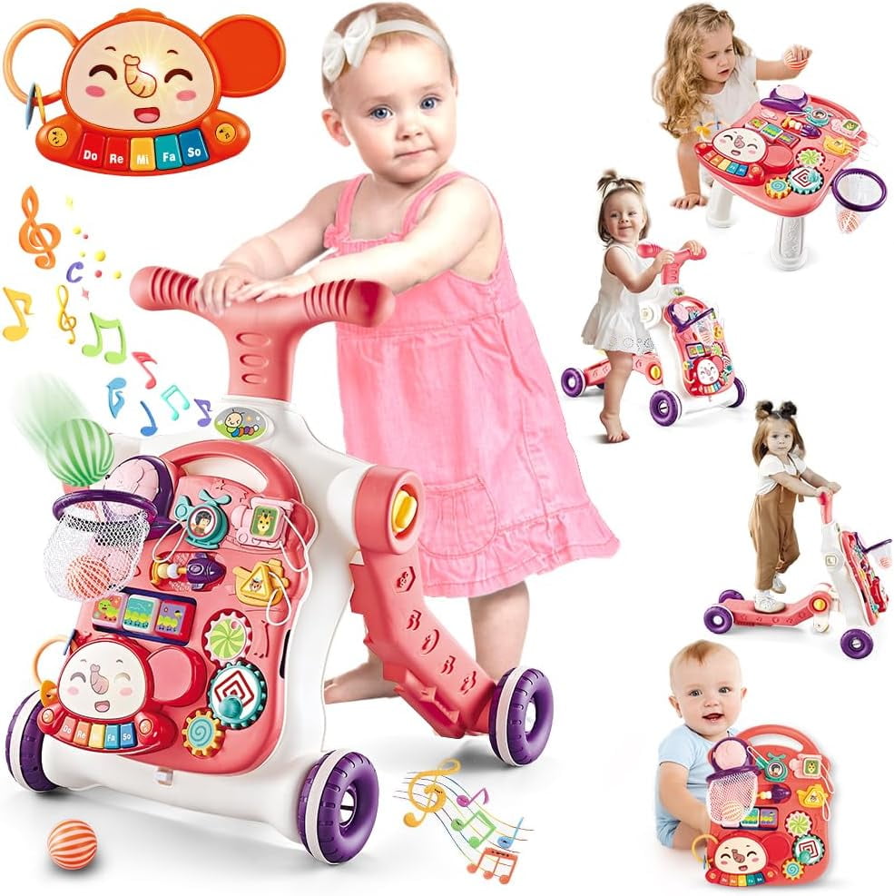 Baby Walker 5 in 1,VATOS Sit-to-Stand Learning Walker,Assemble as Scooter/Balance Bike/Push ...