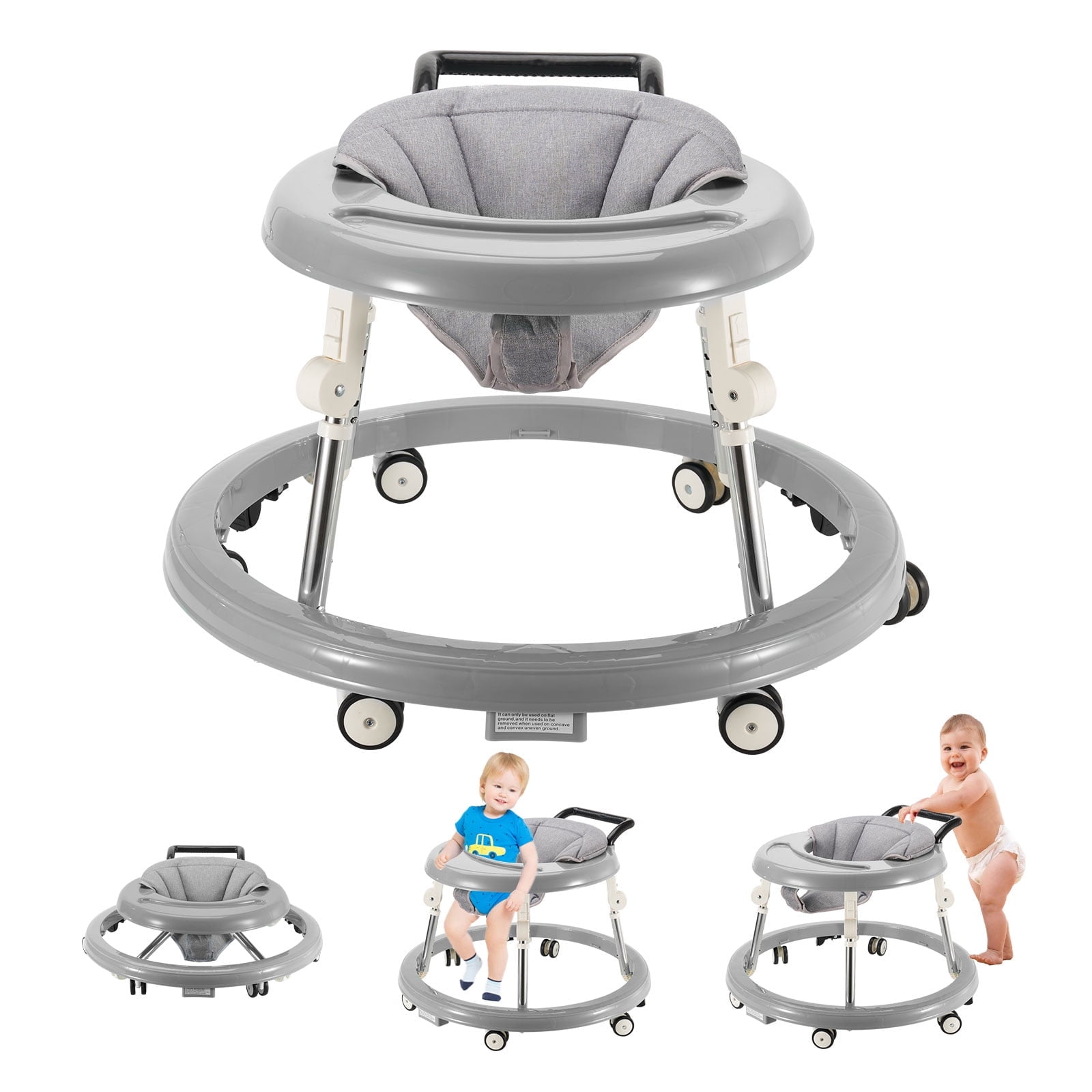 Baby Walker, Foldable 5-Gear Height Adjustable Baby Walker with Wheels ...