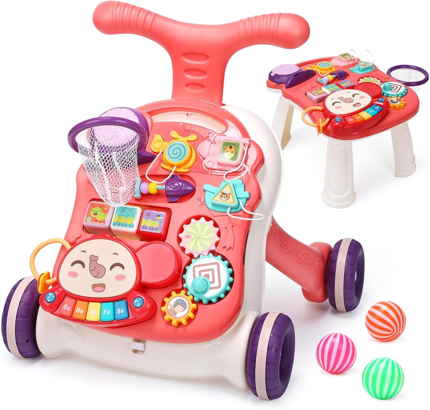 Baby Walker for Boys Girls, 2 in 1 Sit-to-Stand Learning Walker and ...