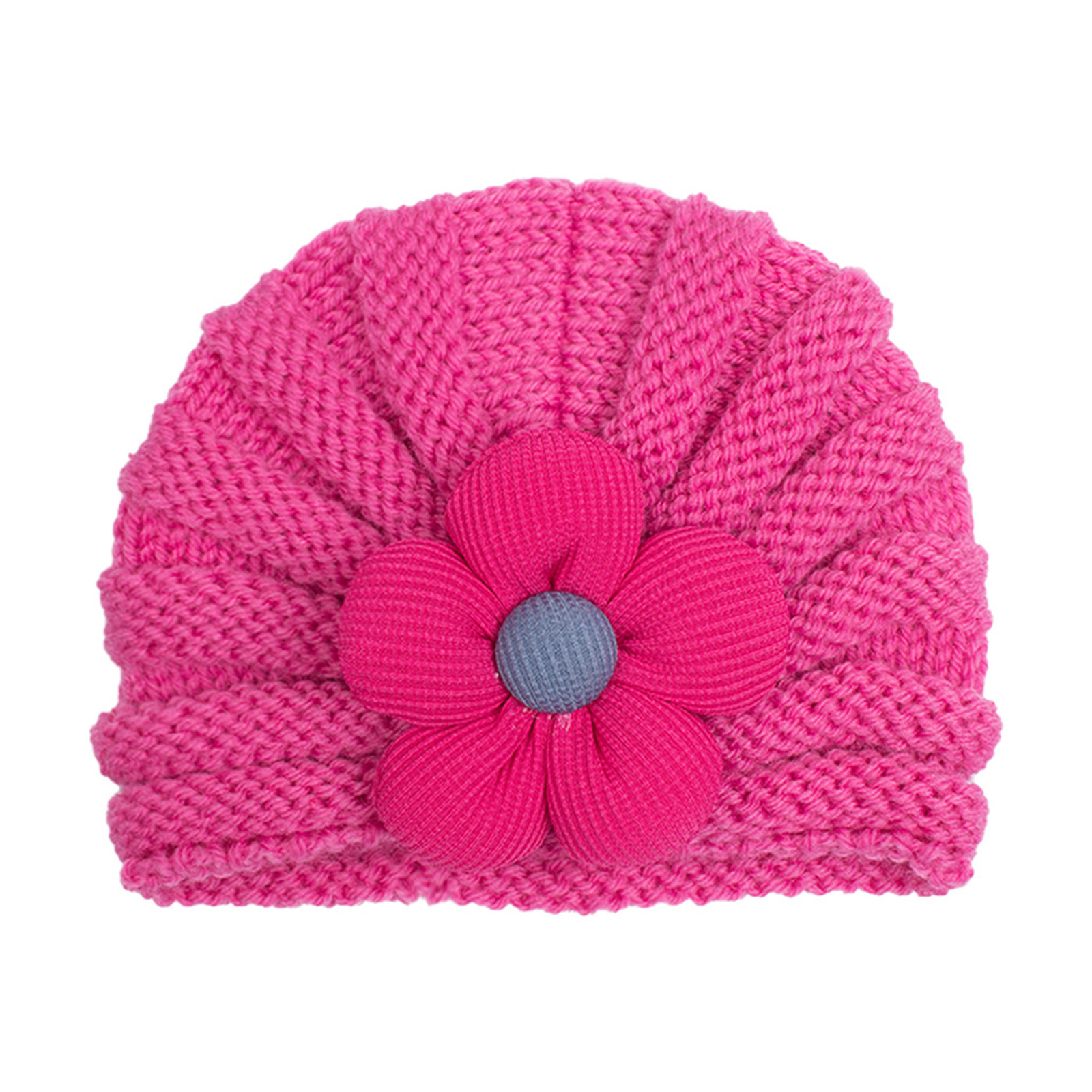 Baby Warm Flower Knitted Hat Cute Floral Knitting Woolen Yarn Hat Girls ...