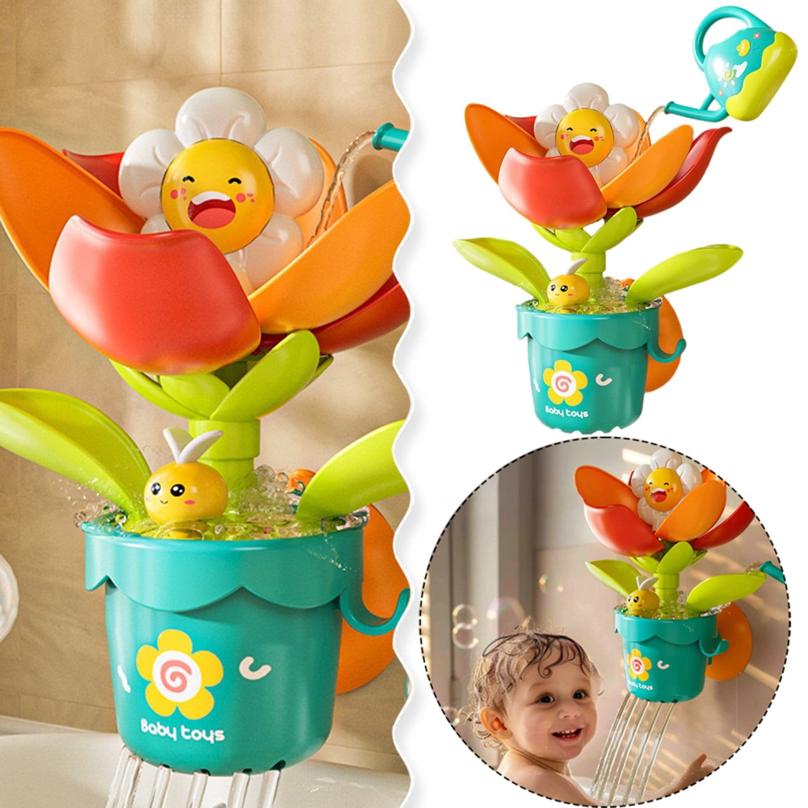 Baby Water Play Toy Sunflower In Water Shower Boy And Girl Bath Spray ...