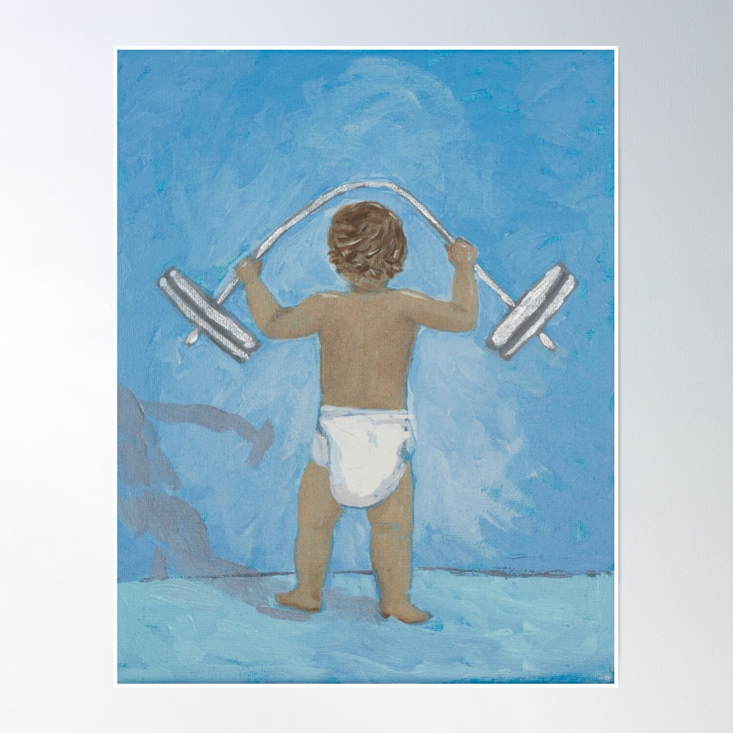 Baby Weightlifter Poster Wall Art, Modern Wall Decor, 8x12 UNFRAMED ...