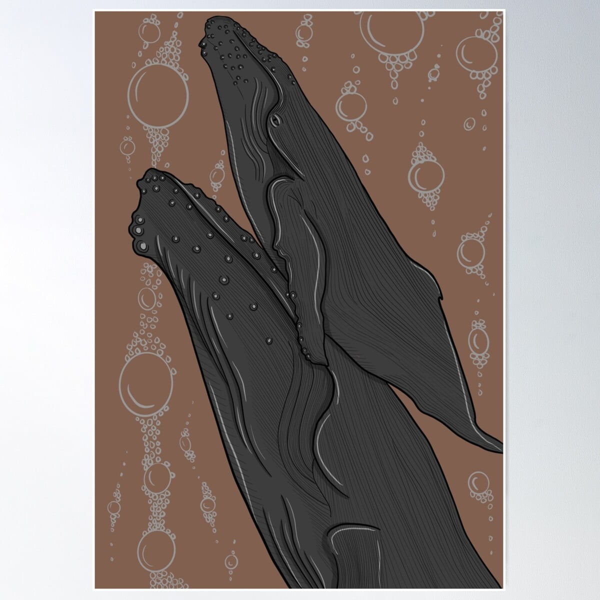 Baby Whale And Her Mother Poster Wall Art Modern Wall Decor For Living ...