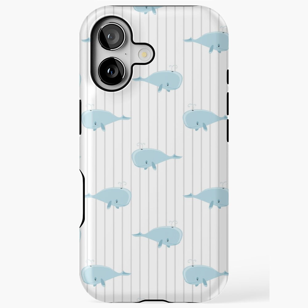 Baby Whales on Stripes Nautical Themed Phone Case 17 16 15 14 13 12 11 ...