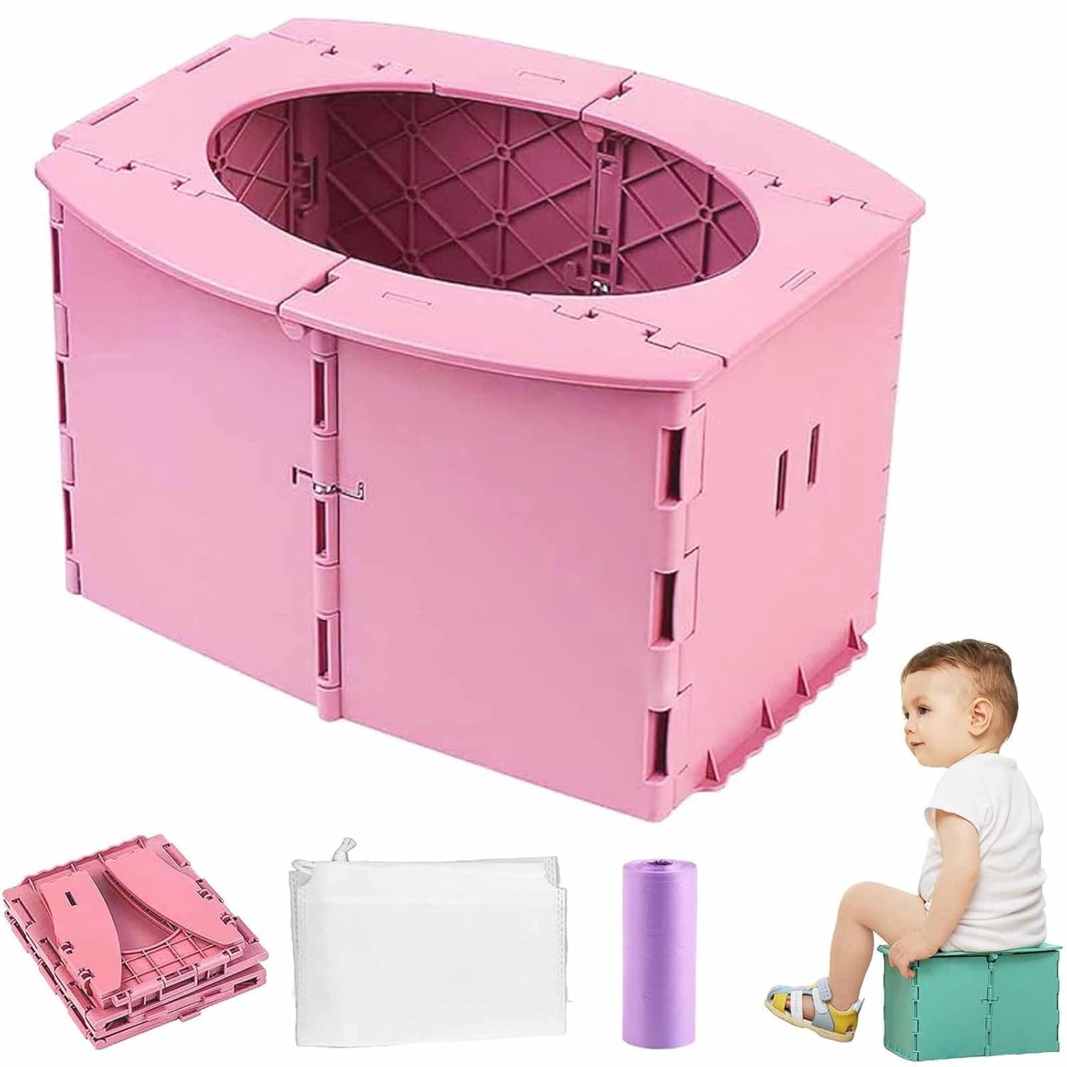 Travel Potty, Collapsible Potty for Toddler Travel, Reusable Portable ...