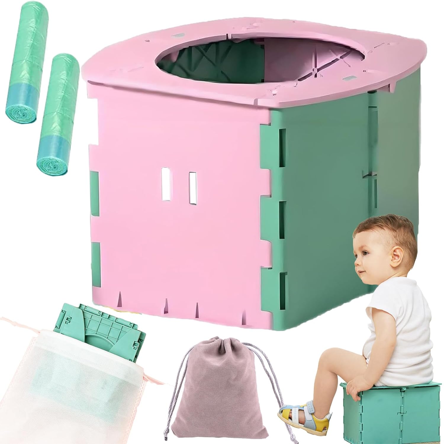 Baby Whisper Co Travel Potty, Reusable Portable Folding Potty for ...