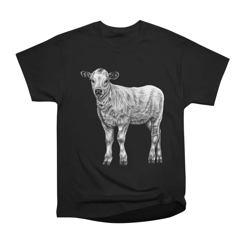 Baby White Park cow calf ink illustration T-Shirt Tee Gift For Him ...