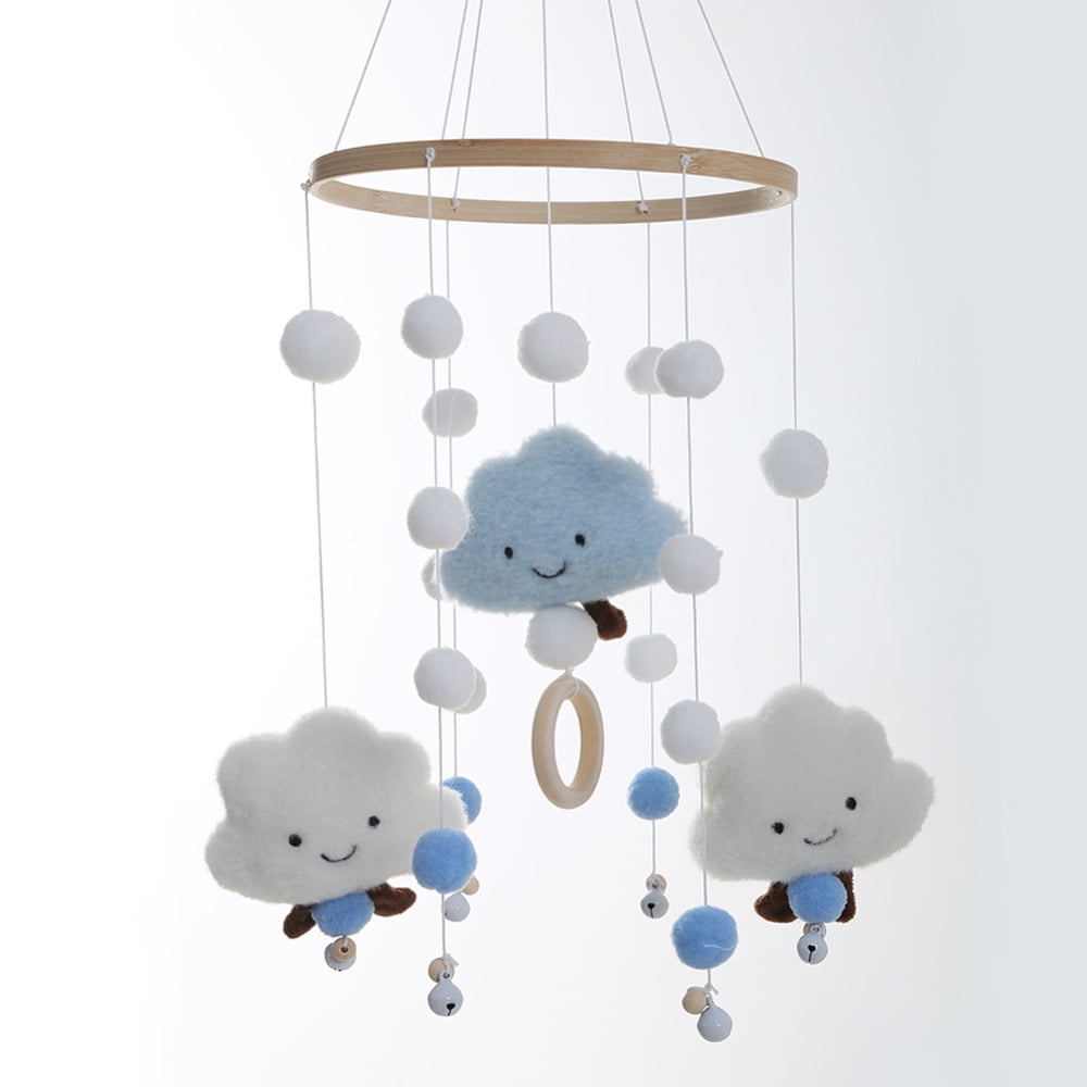 Baby Wind Chime Crib With Felt Balls 3D Clouds Mobile Bed Bell Baby Bed ...