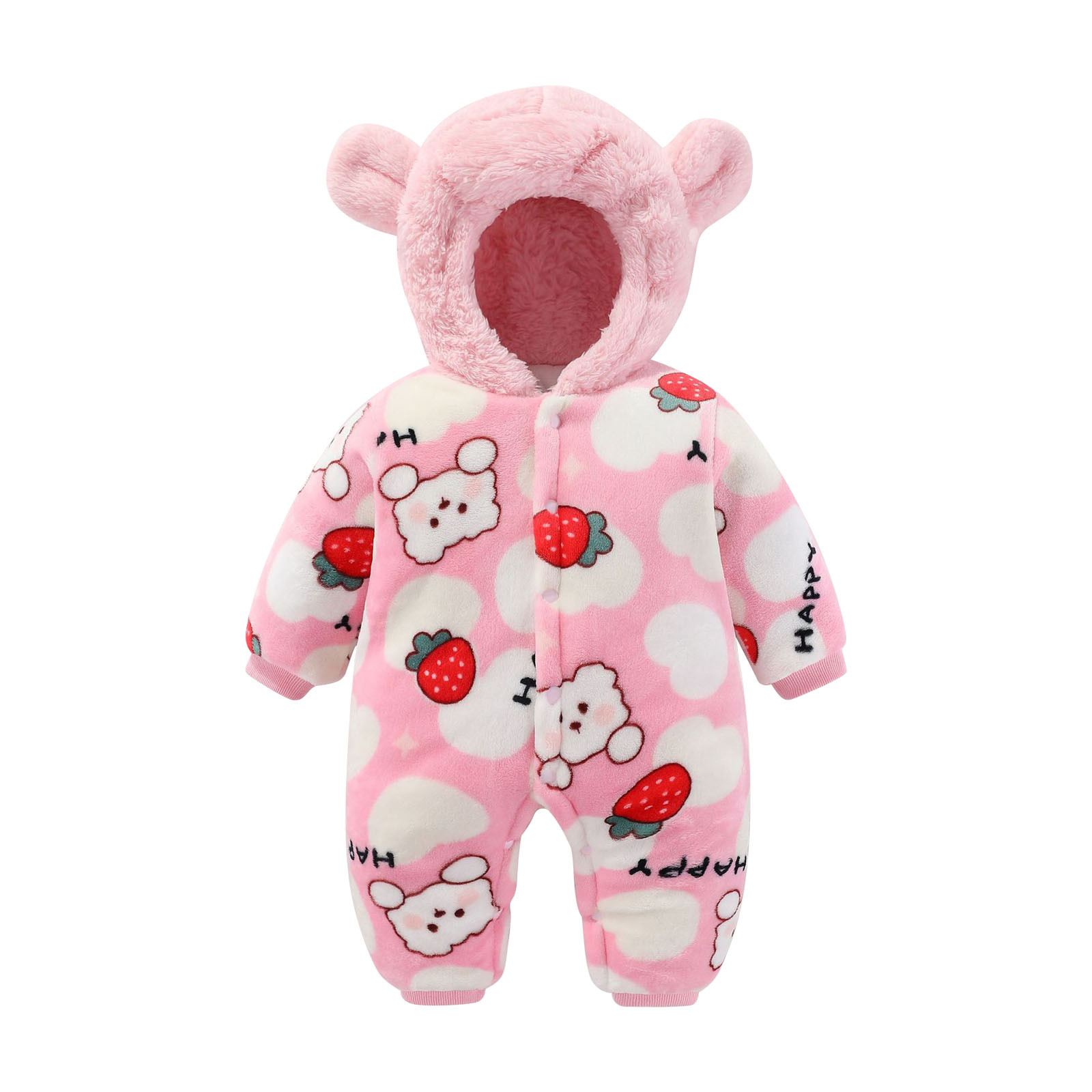 Baby Winter Fleece Jumpsuit Girls Long Sleeve Onesie Pajamas Button ...