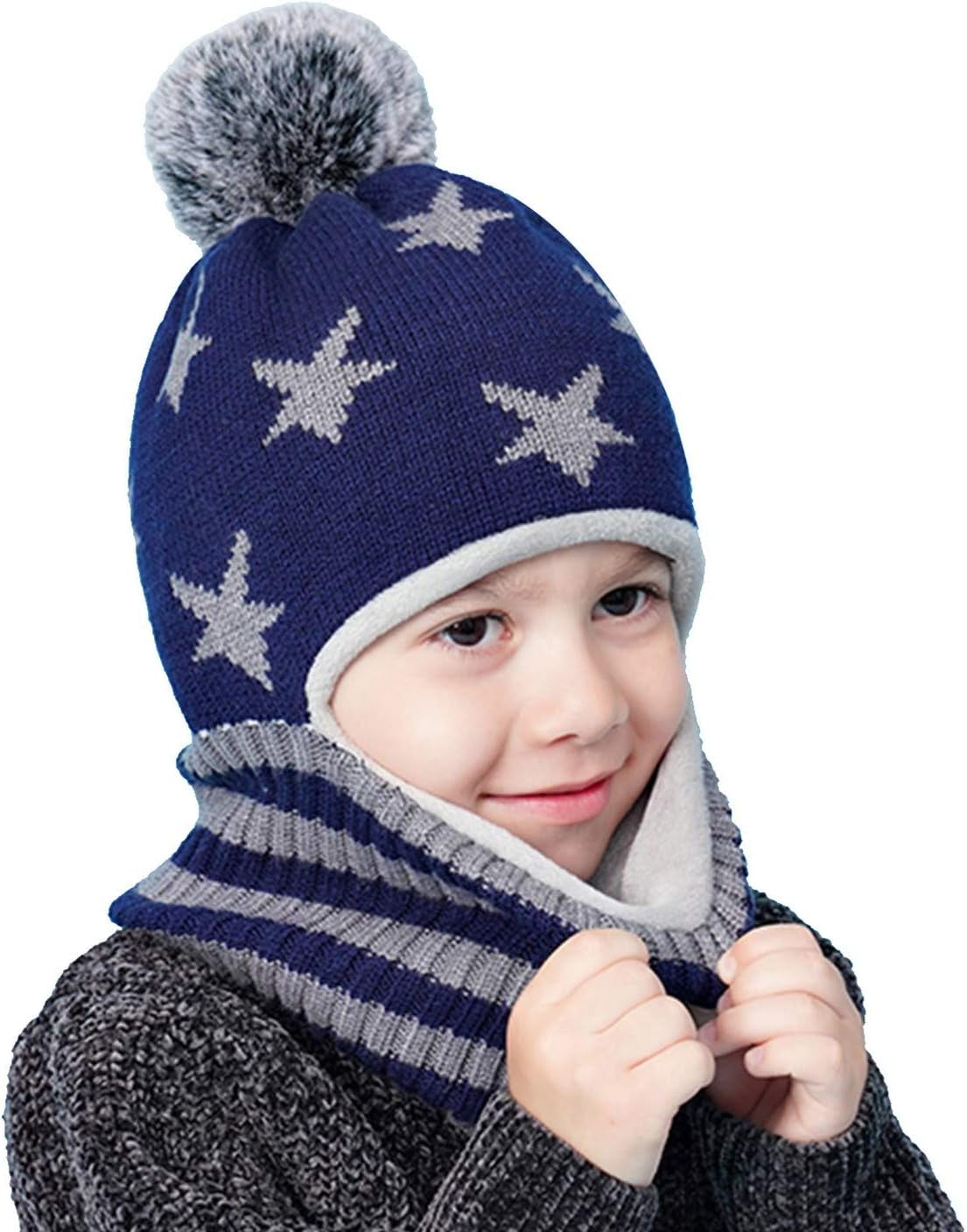 Baby Winter Hat Scarf Set, Unisex Infant Toddler Kids Hat Scarf ...