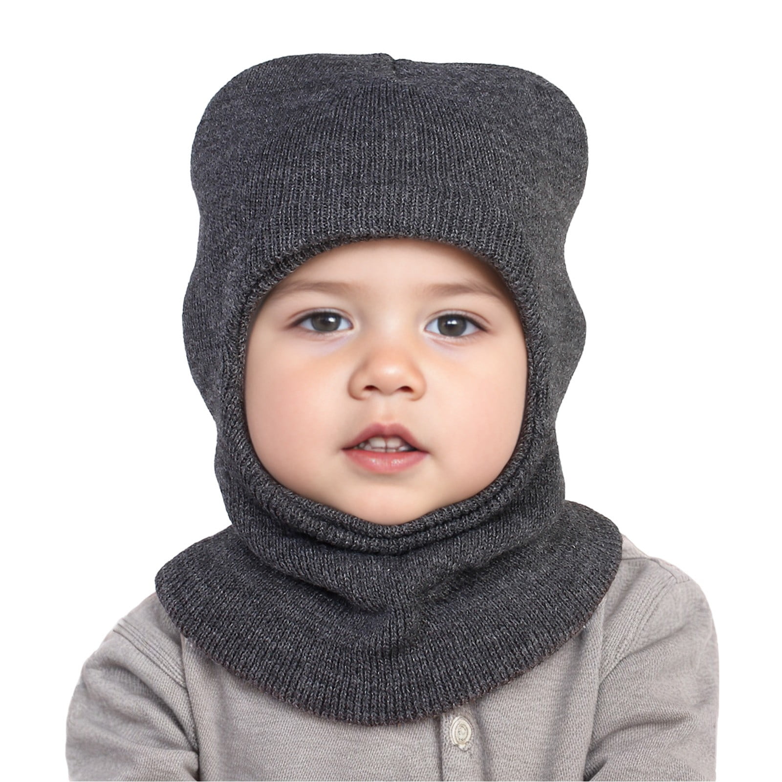 Baby Winter Hat Warm Caps Girl Boy Hooded Scarf Hat Cap Scarf Knit Baby ...