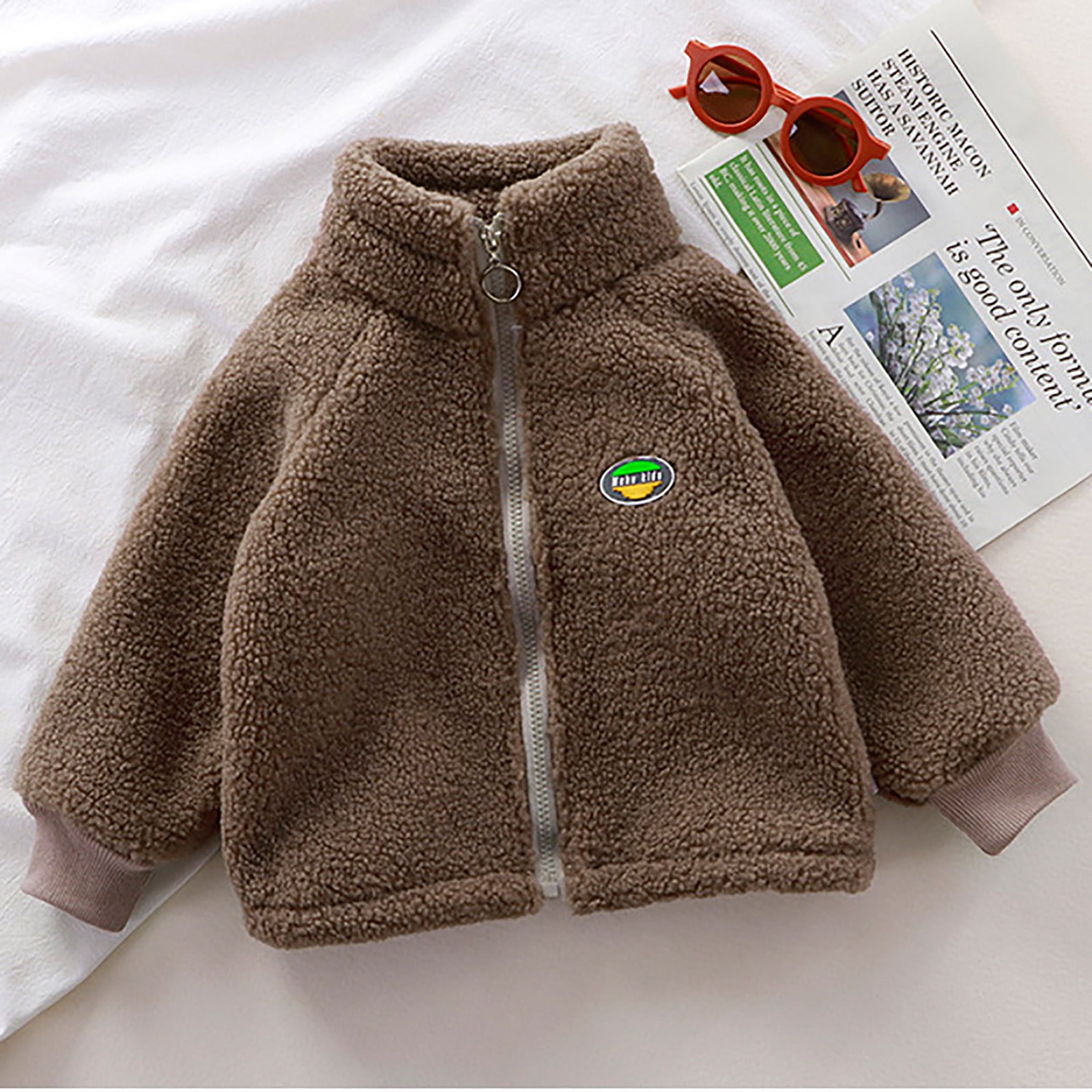 Baby Warm Jacket Cute Printed Solid Soft Lightweight Long Sleeve Bear ...