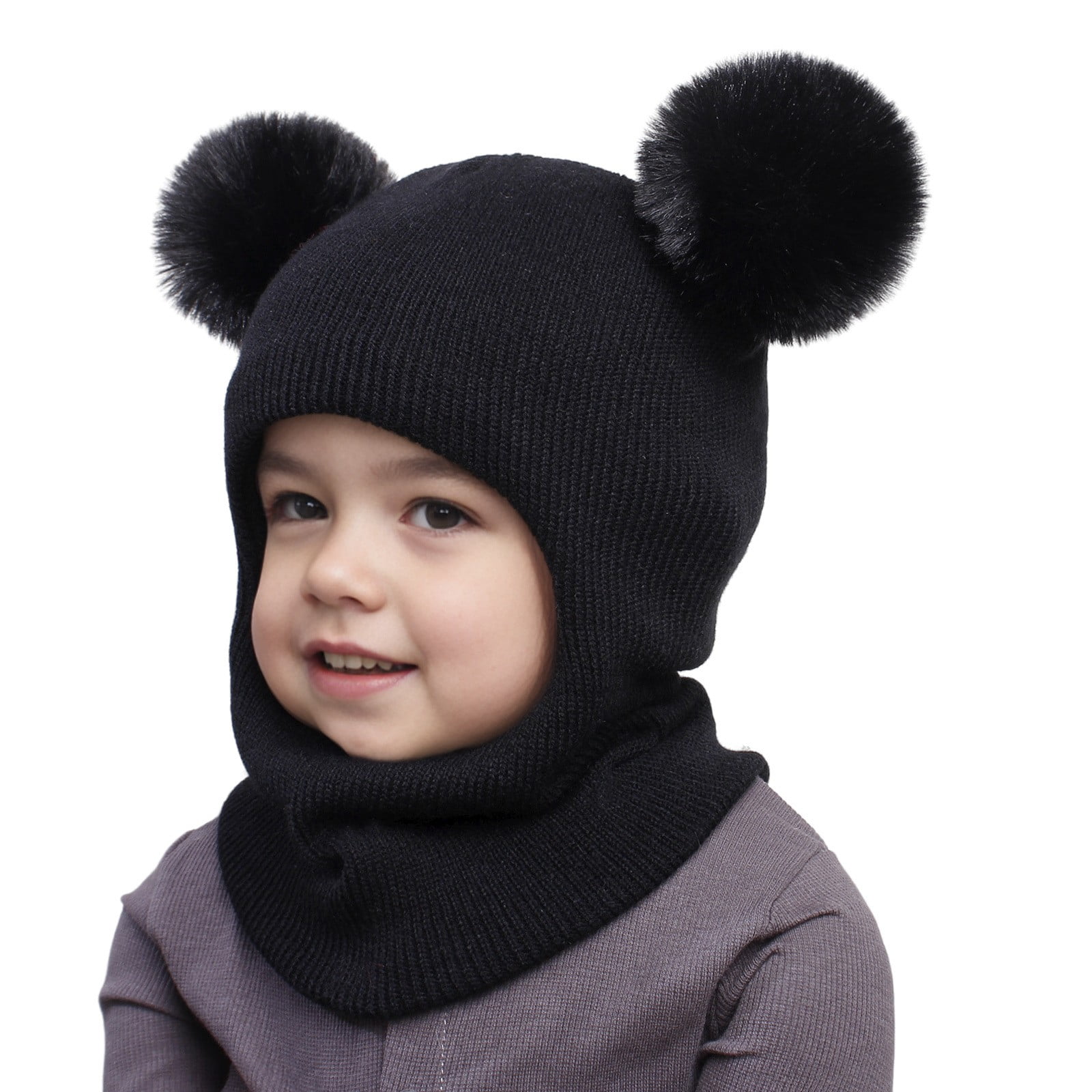 Baby Winter Knit Hat with Soft Pom Poms, Toddler Pullover Style Beanie ...