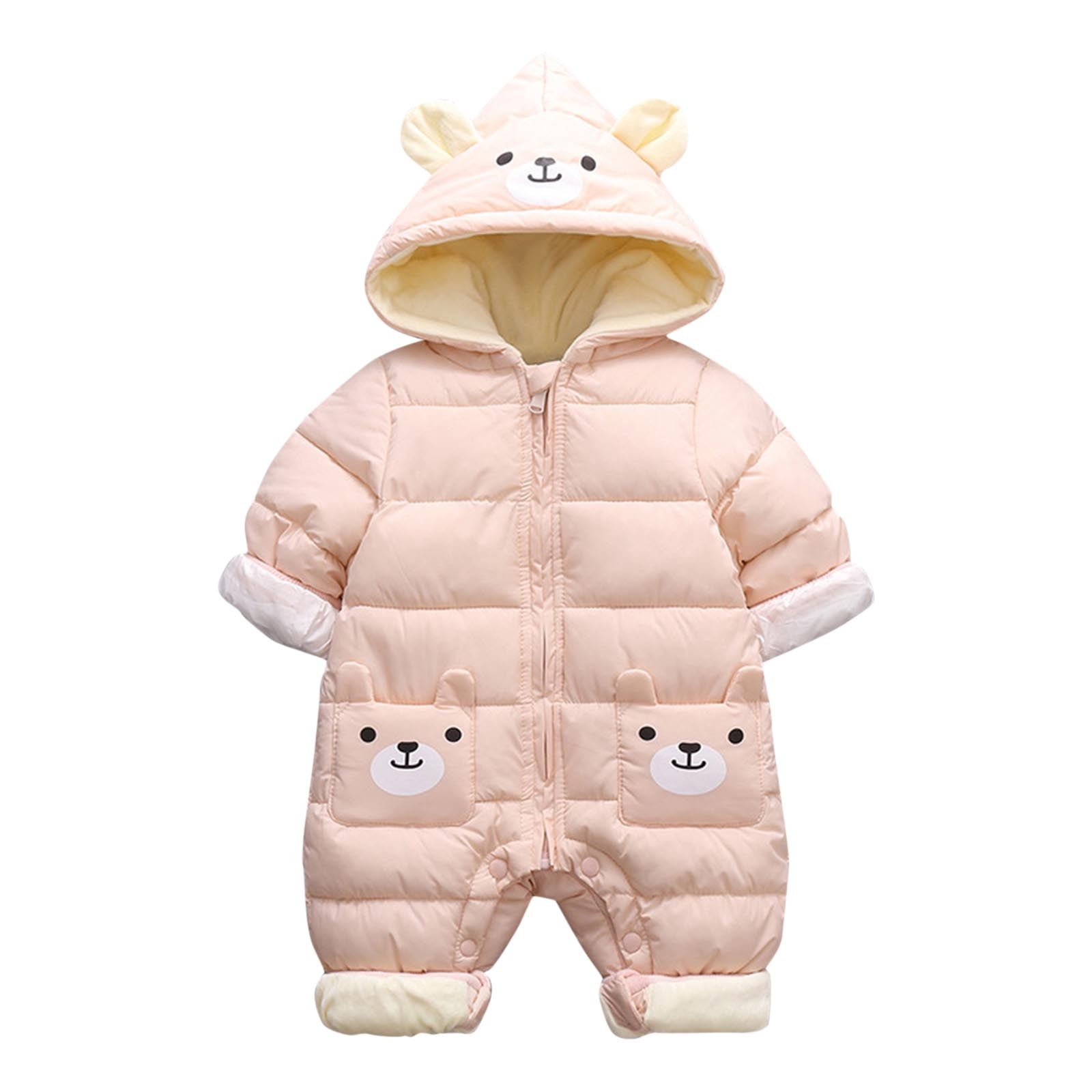 Baby Winter Snowsuit Boys Fleece Lined Ski Suit Girls Bear Ear Hooded Long Sleeve Jumpsuit Cute ...