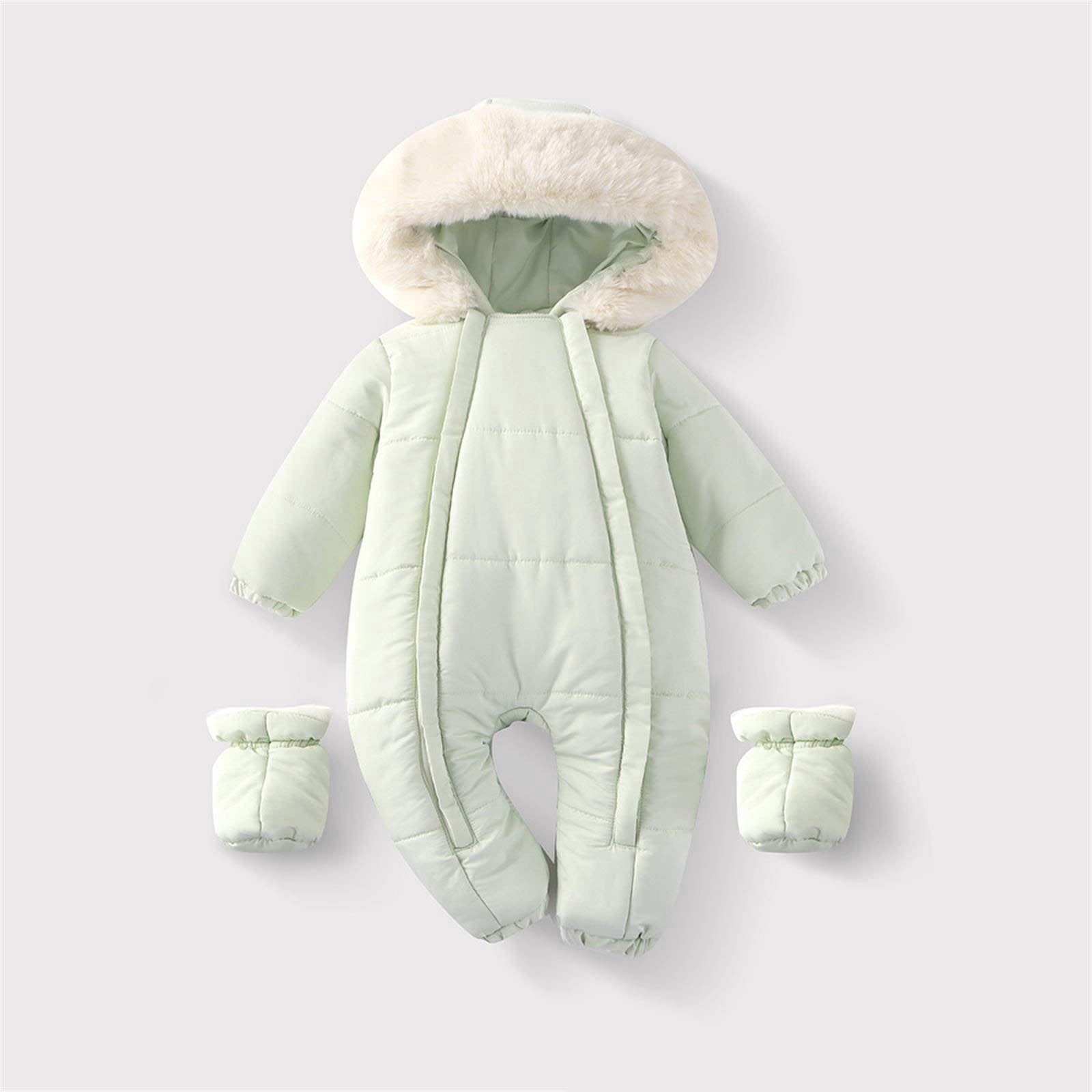 Baby Winter Snowsuit Toddler Fleece Romper Hooded Jumpsuit Infant Boys ...