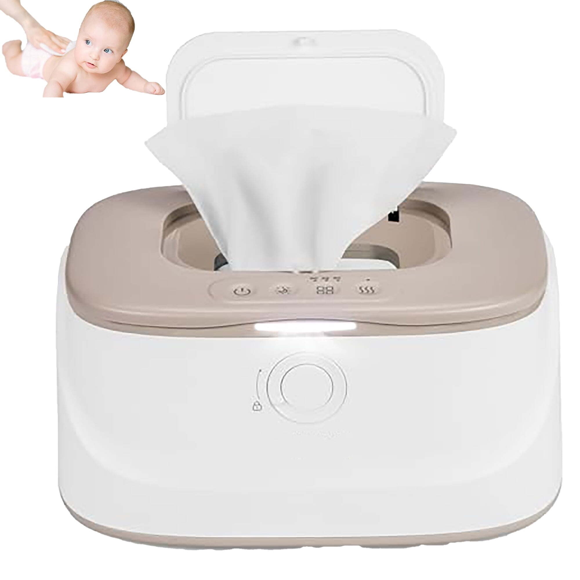 Baby Wipe Warmer with Night Light,Large Capacity Wipes Dispenser and ...
