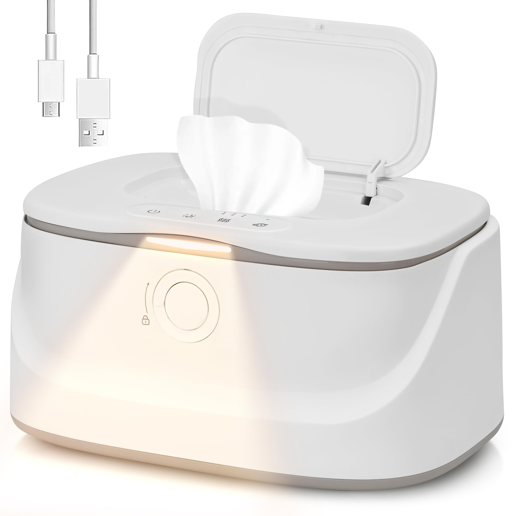 Baby Wipe Warmer with Night Light,Large Capacity Wipes Dispenser and ...