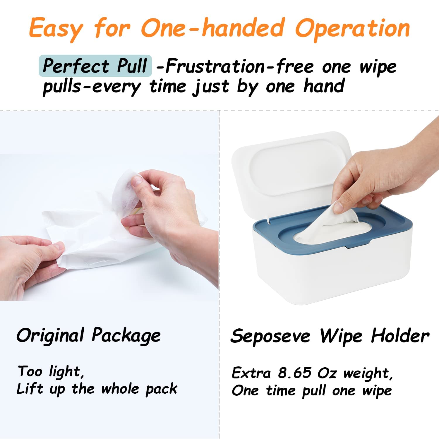 Baby Wipes Dispenser, Refillable Wipe Container, Keeps Wipes Fresh, One ...