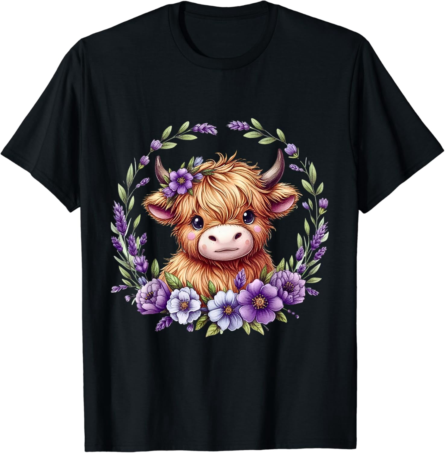 Baby With Purple Flowers Scottish Farm T-Shirt - Walmart.com