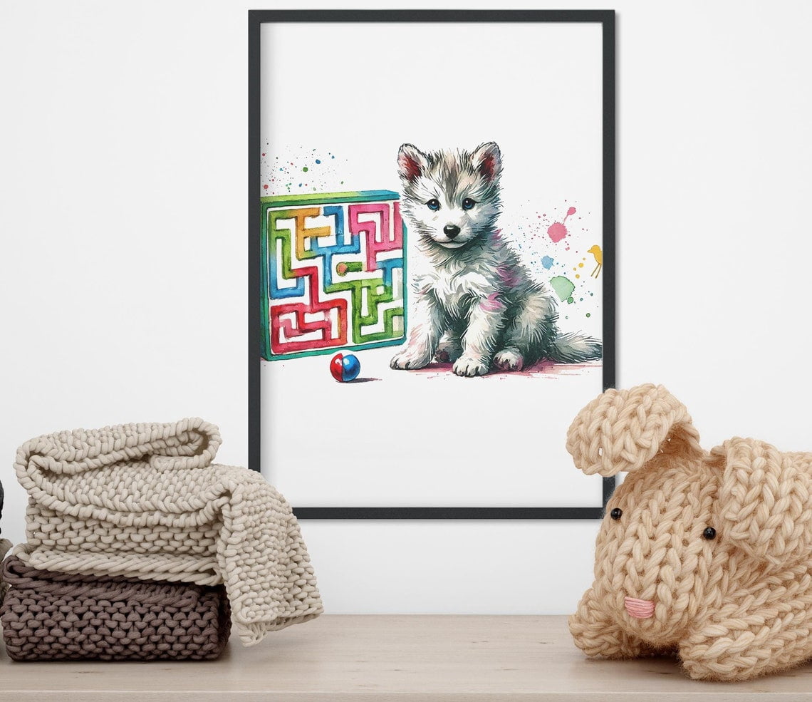 Baby Wolf Print, Woodland Nursery Wall Art, Unframed Paper Poster ...