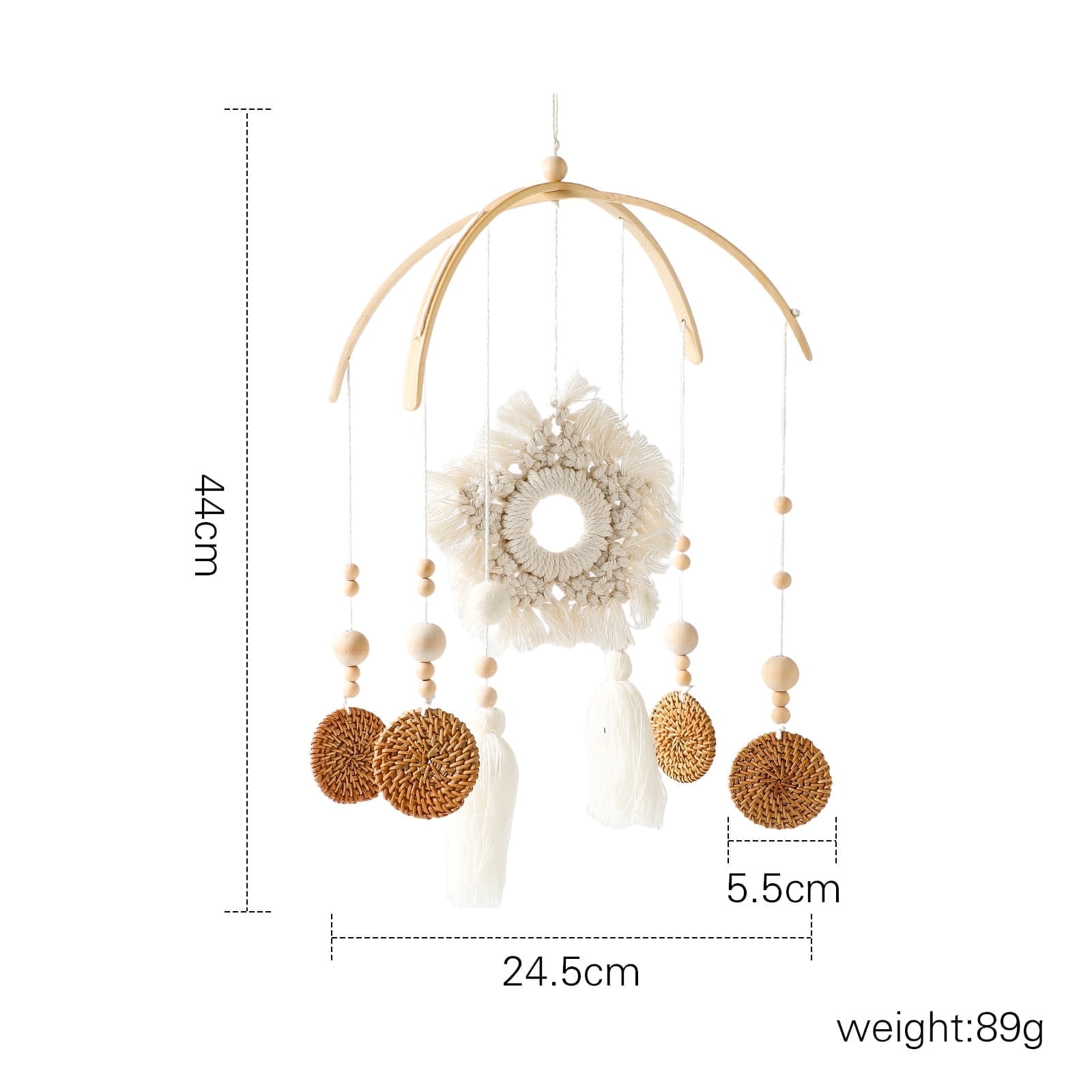 Baby Wooden Boho Rainbow Bed Bell Rattles Toys Hanging Pendant Newborn ...