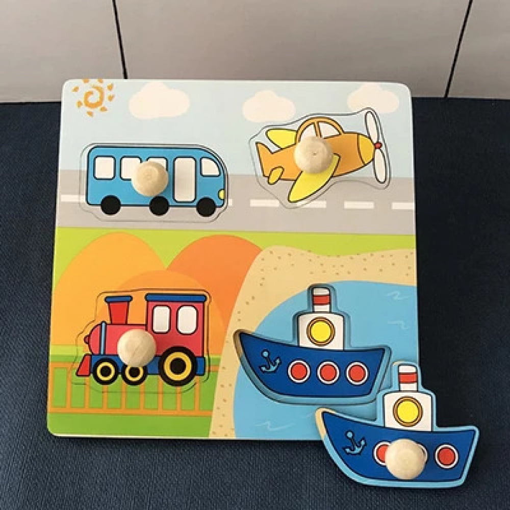 Baby Wooden Montessori Puzzle Child Game Wooden Puzzle 3D Cartoon ...