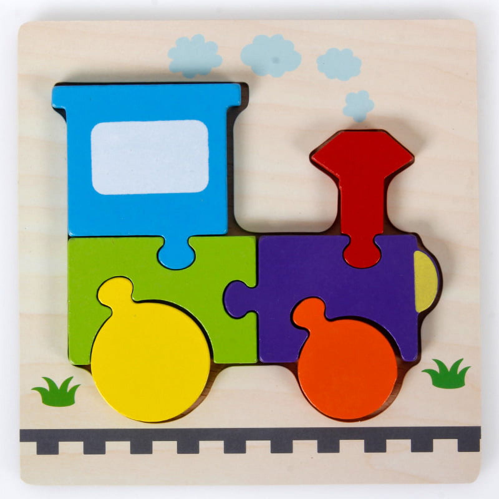 Baby Wooden Montessori Puzzle Child Game Wooden Puzzle 3D Cartoon ...