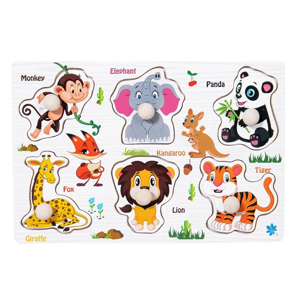 Baby Wooden Montessori Puzzle Child Game Wooden Puzzle 3D Cartoon ...