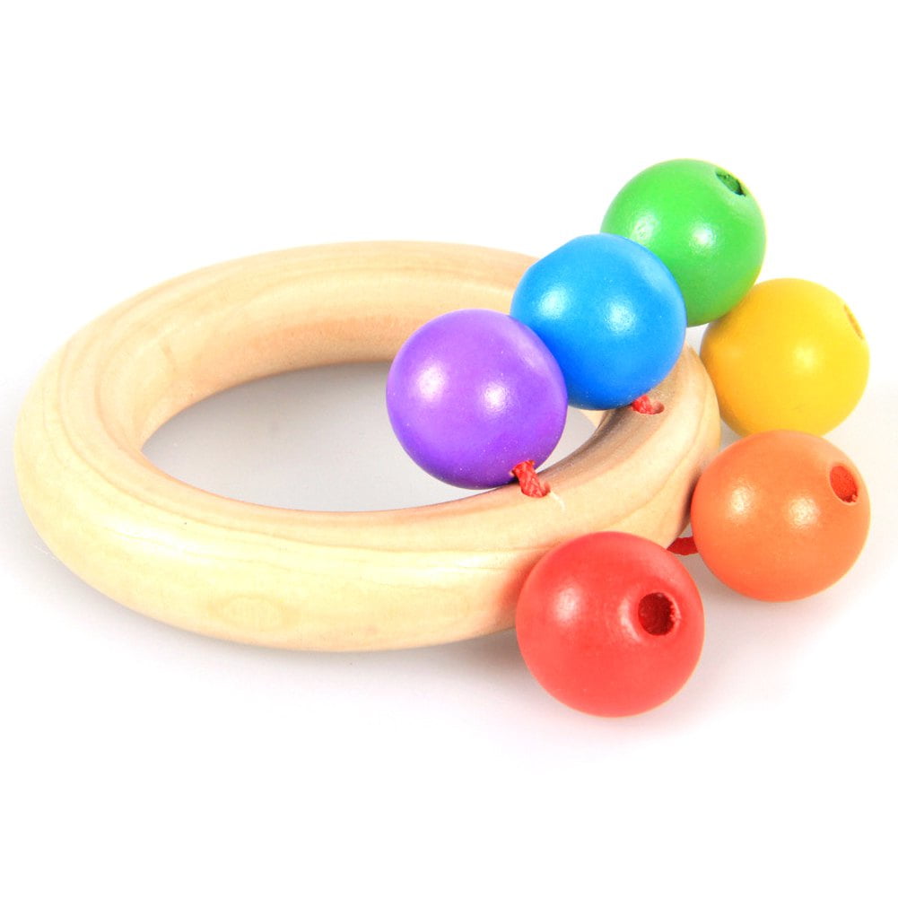 Baby Wooden Rattles Toy, Infant Early Education Hand Grasping ...