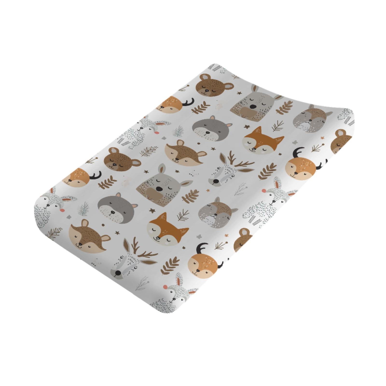 Baby Woodland Animals Changing Pad Covers Fox Rabbit Deer Bear Leaves ...