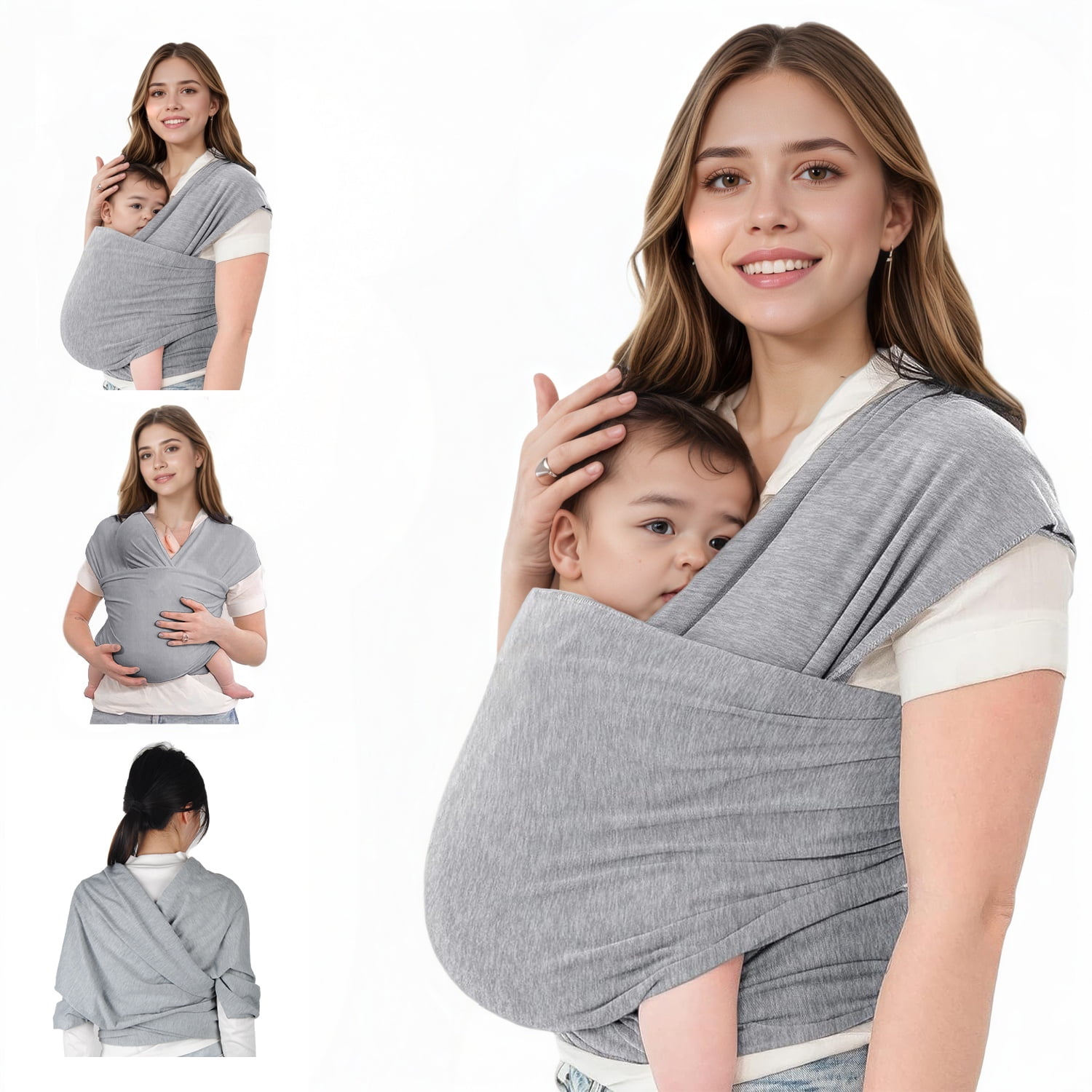 Zacenei Baby Wrap Carrier, Lightweight Adjustable Baby Sling ...