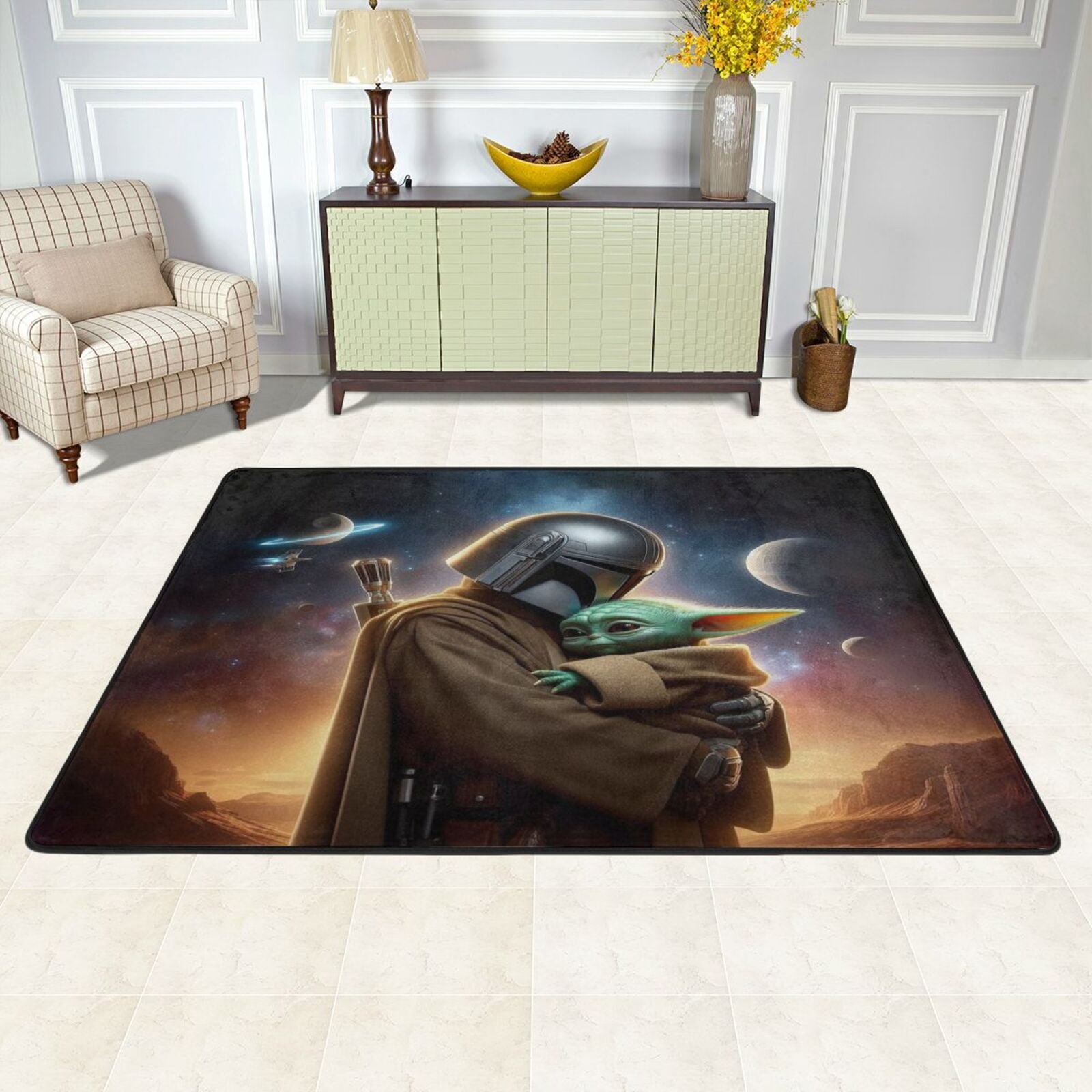 Yoda Area Rugs Carpet Flannel Soft Anti-Slip Rug For Bedroom Living ...