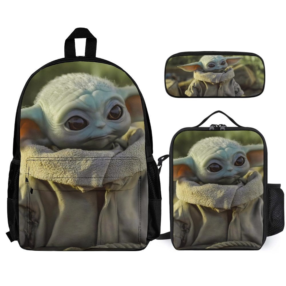 Baby Yoda Backpacks 3 Piece Set Bookbag with Lunch Bag And Pencil Case ...