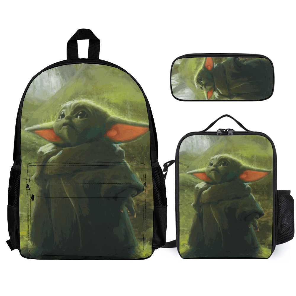 Baby Yoda Backpacks 3 Piece Set Bookbag with Lunch Bag And Pencil Case ...