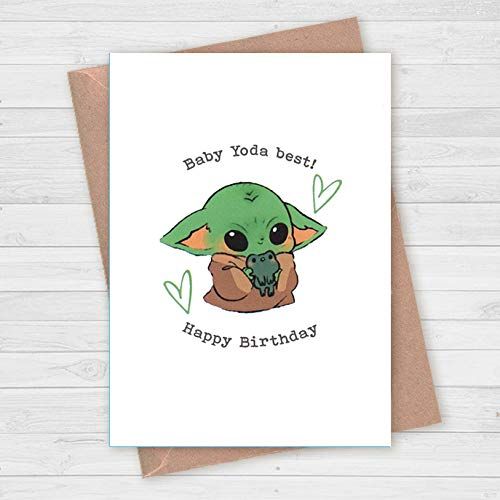 Baby Yoda Birthday Card – "Baby Yoda Best!" Design with Cute ...