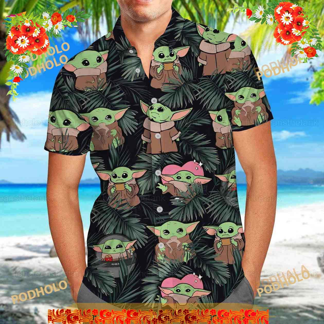 Baby Yoda Funny Hawaiian Shirt, Yoda Grogu Summer Shirt, The Child Baby ...