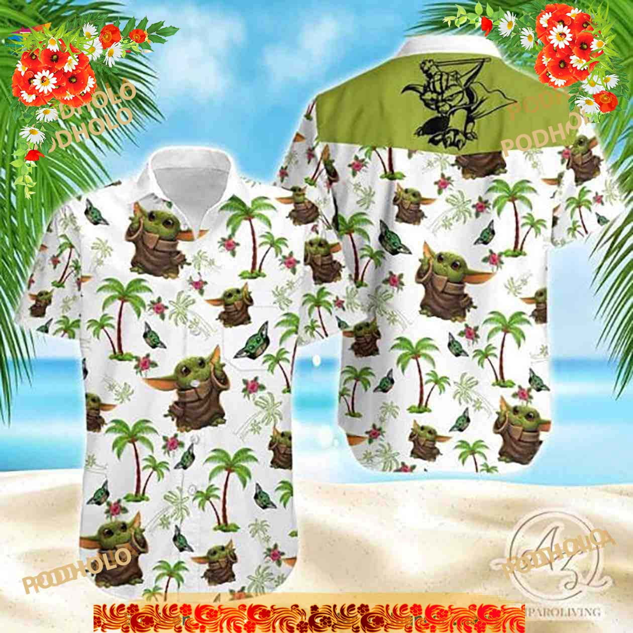 Baby Yoda Hawaii Shirt, Baby Yoda Beach Shirt, Hawaiian Shirt Men, Baby ...
